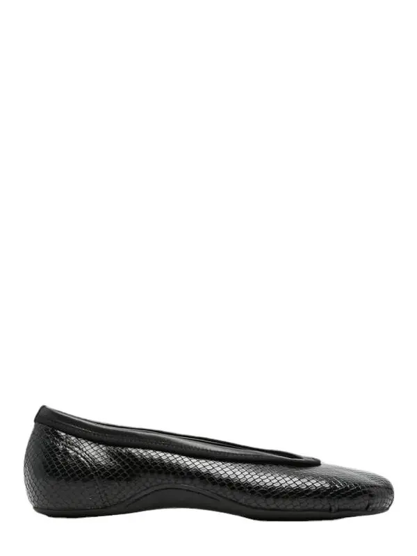 Dries Van Noten Snake-effect Ballet Flats - Black