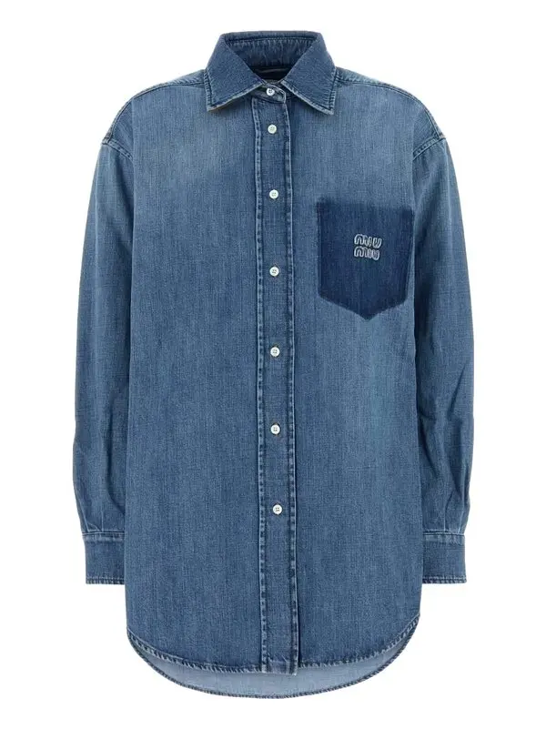 Miu Miu Denim Oversize Shirt - Blue