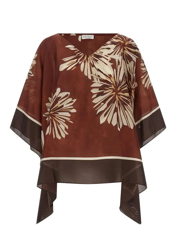 Brunello Cucinelli Silk Scarf Blouse - Multicolor