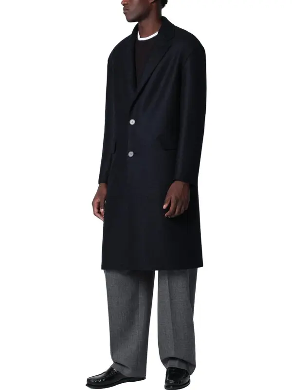 Harris Wharf London Single-breasted Wool Overcoat - Blue