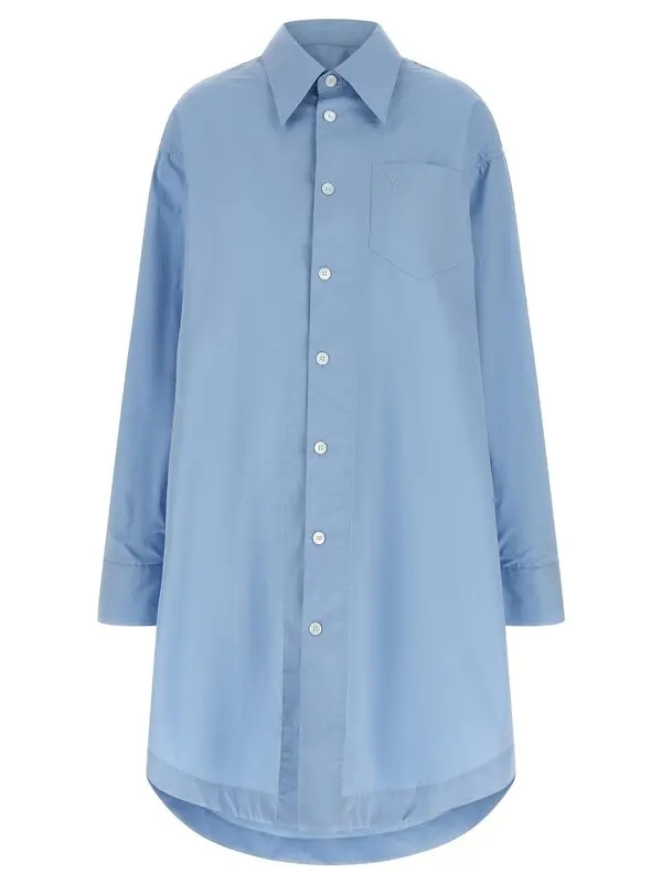 AMI Paris De Coeur Cotton Poplin Shirt Dress - Blue
