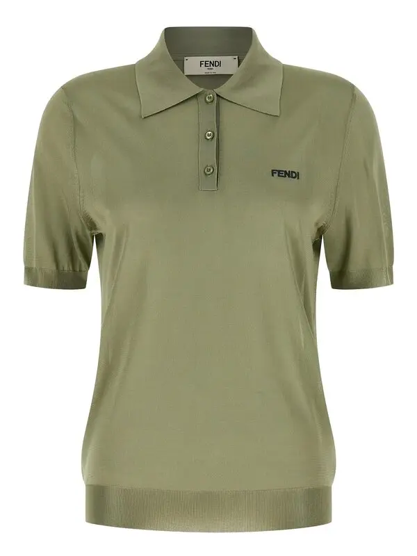 Fendi Shiny Viscose Polo Shirt - Green