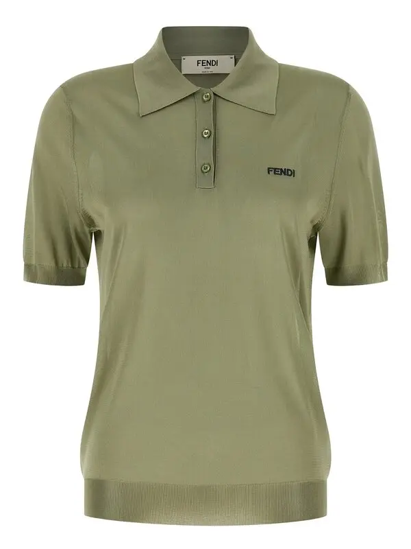 Fendi Shiny Viscose Polo Shirt - Green