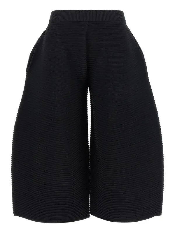 Issey Miyake Corrugated Knit' Pants - Black