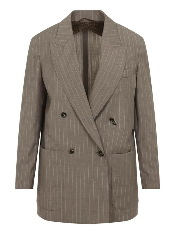 Max Mara Acciaio Pinstripe Virgin Wool Jacket - Multicolor