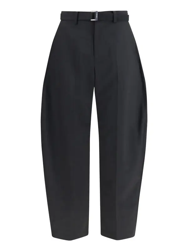 Sacai Wool Tailored Pants With Belt - Black