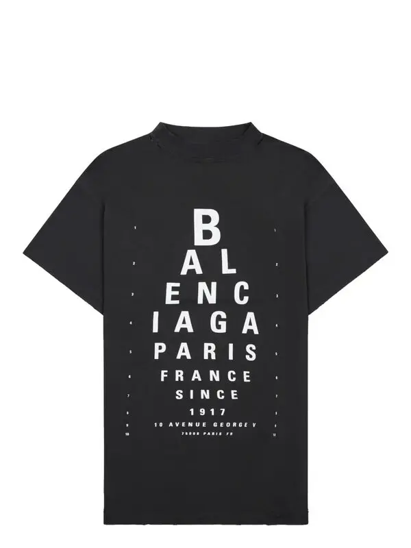 Balenciaga Cotton Graphic Print T-shirt - Black