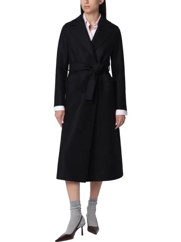 Harris Wharf London Wool Wrap Mini Coat - Black