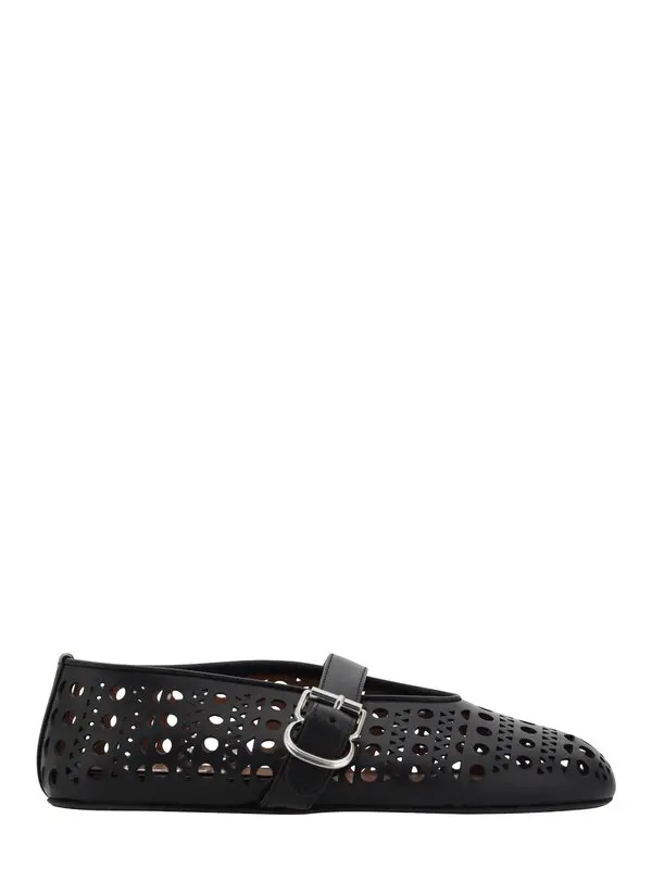 Alaïa Leather Ballerinas - Black