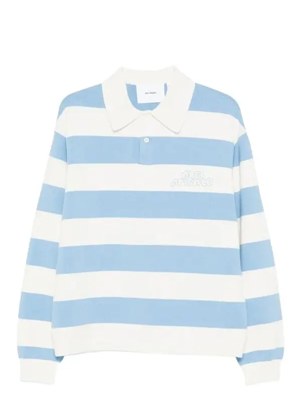 Axel Arigato Striped Knit Polo Jumper - Blue