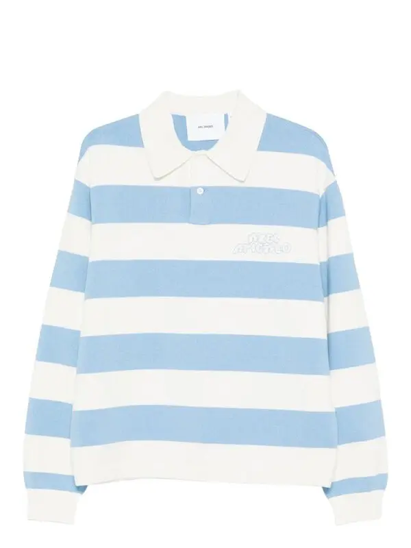 Axel Arigato Striped Knit Polo Jumper - Blue