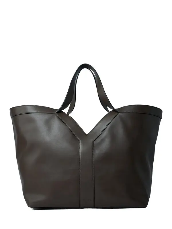 Saint Laurent Large Y-shaped Leather Tote Bag - Brown