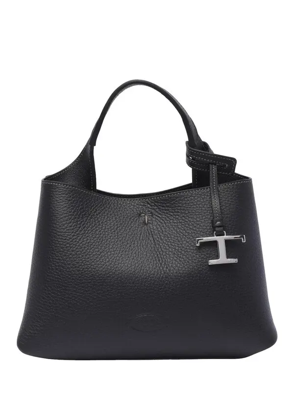 TOD'S Micro Leather Handbag With T Timeless Logo - Black