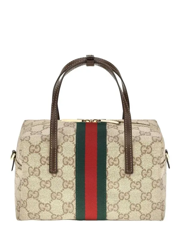 Gucci Mini Boston Handbag With Web Stripe - Cream