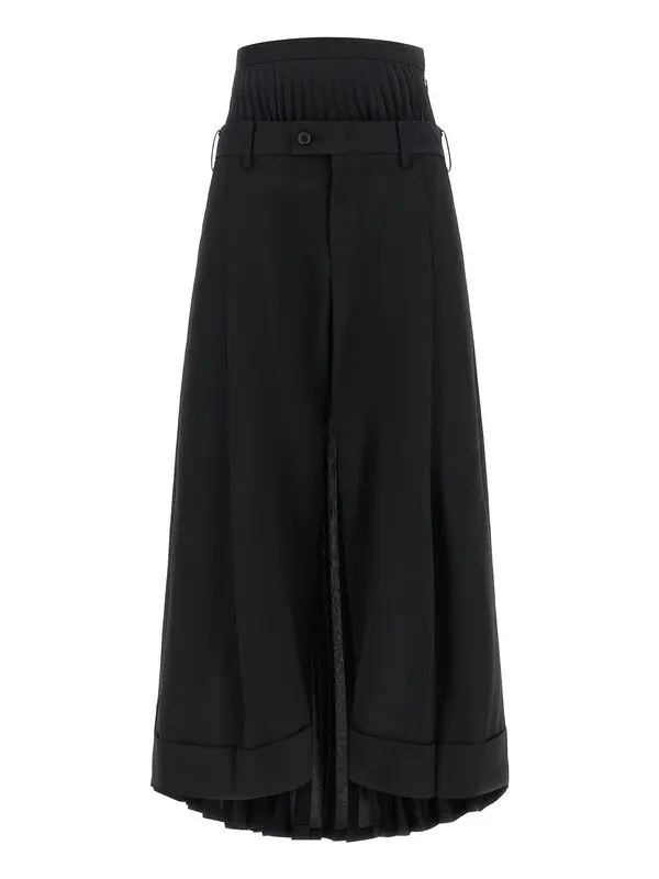 Junya Watanabe Pleated Wool Blend Trousers - Black