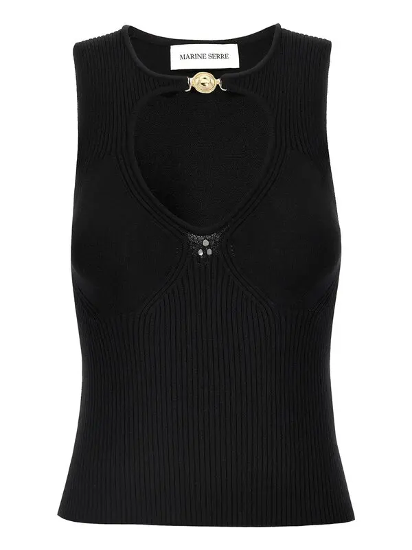 MARINE SERRE Moon Jewelry Knit Open Neck' Top - Black