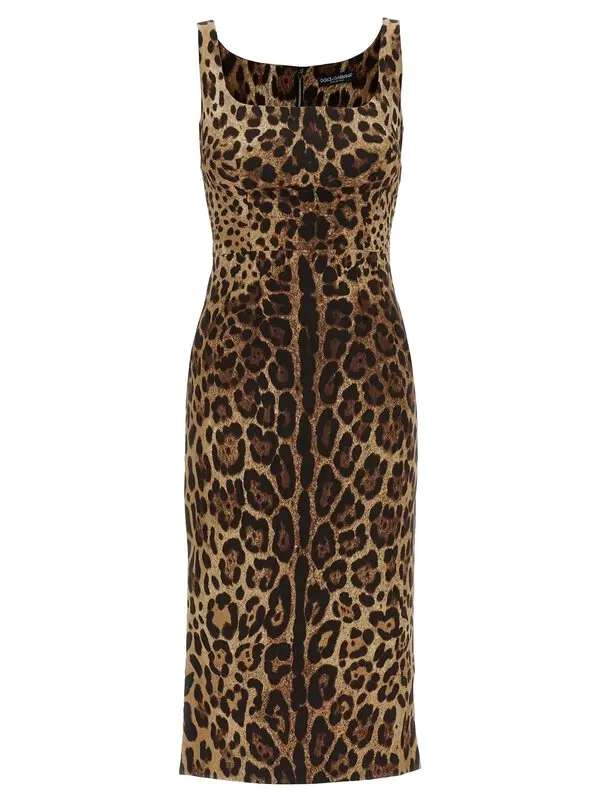 Dolce & Gabbana Animal Print Silk Charmeuse Dress - Brown