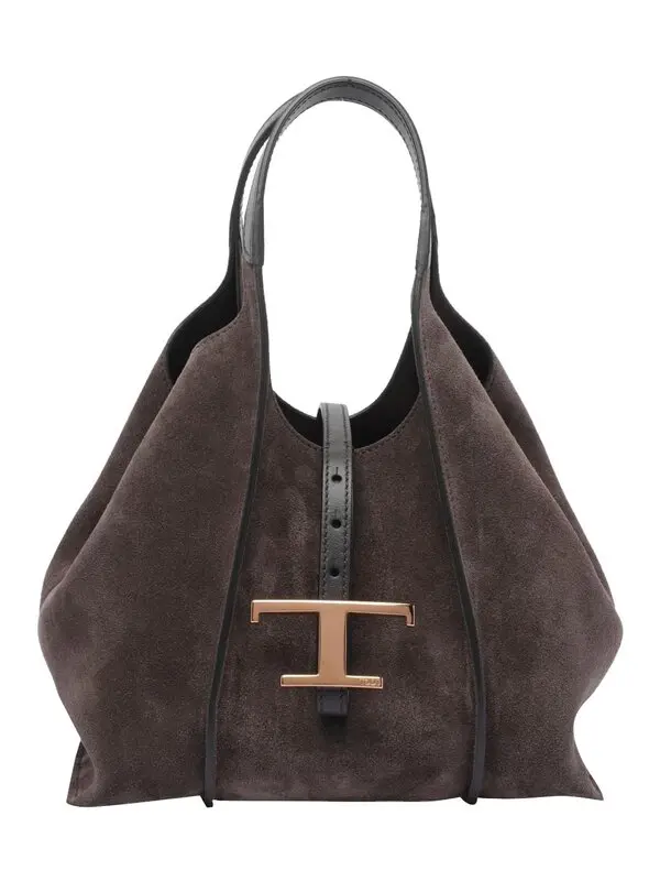 TOD'S Suede T Timeless Shopping Bag - Brown