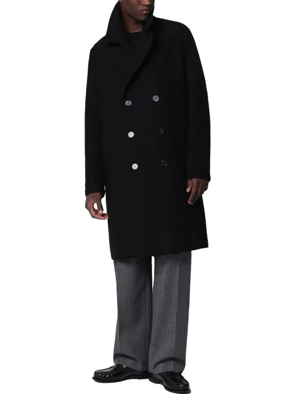 Harris Wharf London Virgin Wool Double-breasted Coat - Black