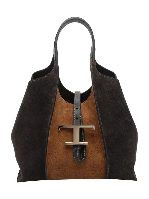 TOD'S Mini Suede T Timeless Shopping Bag - Brown
