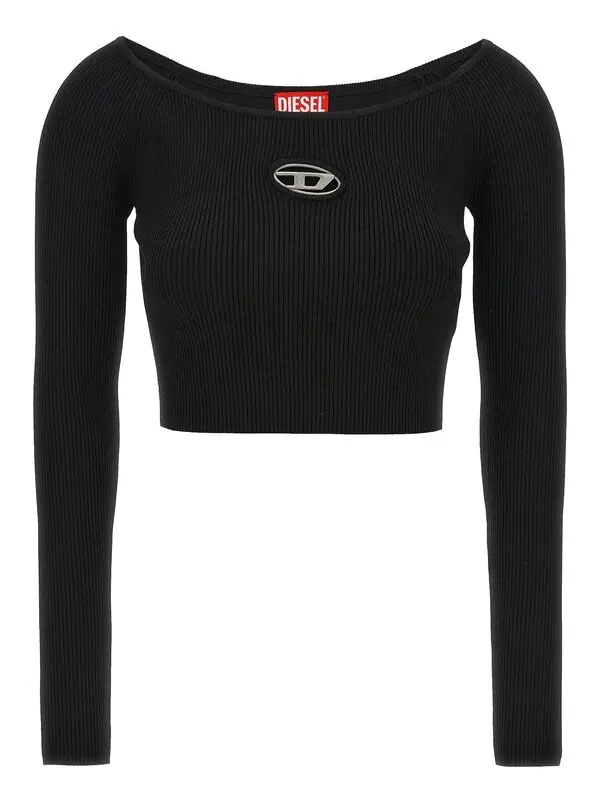 DIESEL® M-vera-ls Ribbed Crop Sweater - Black