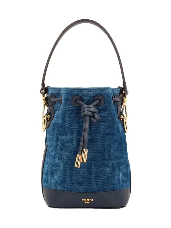 Fendi Mon Tresor Flocked Ff Denim Mini-bag - Blue