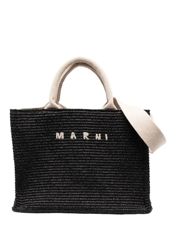 Marni Raffia-effect Small Tote Bag - Black