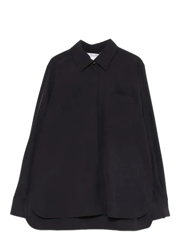 Max Mara Silk Long Sleeve Collared Shirt - Blue