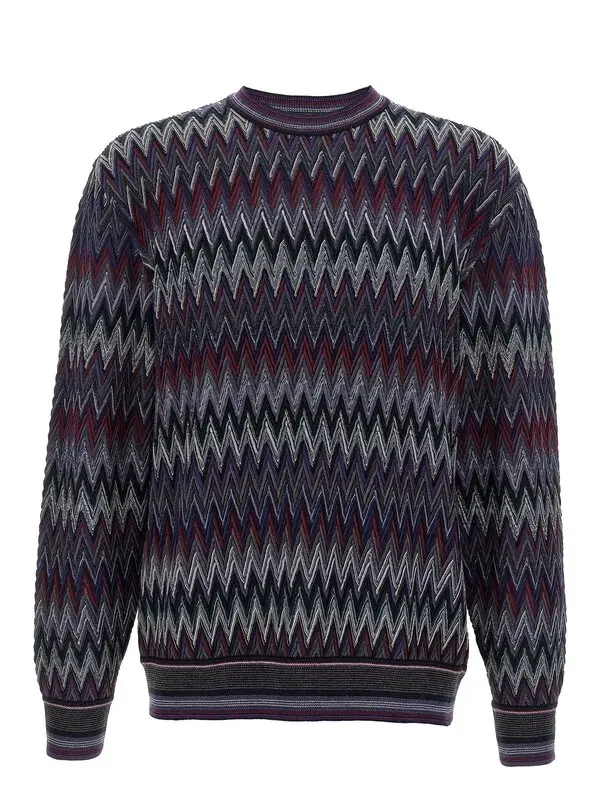 Missoni Zigzag Pattern Wool Sweater - Blue