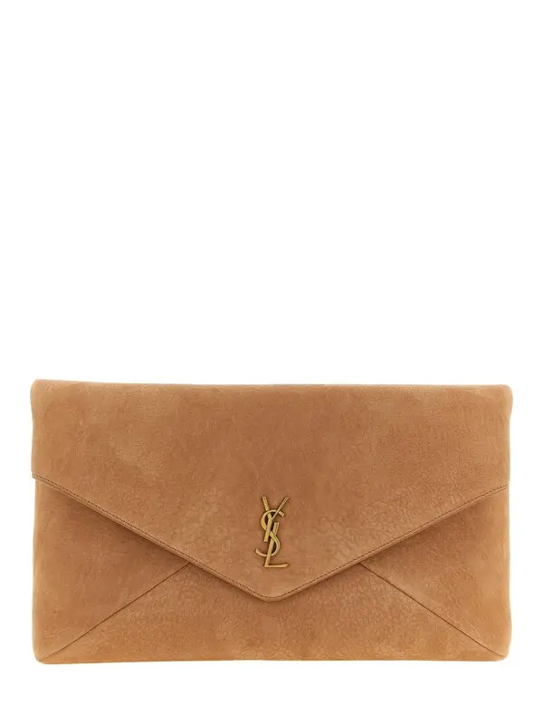 Saint Laurent Envelope Maxi Clutch - Brown