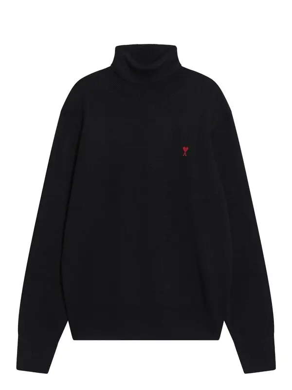 AMI Paris Virgin Wool Turtleneck Sweater - Blue