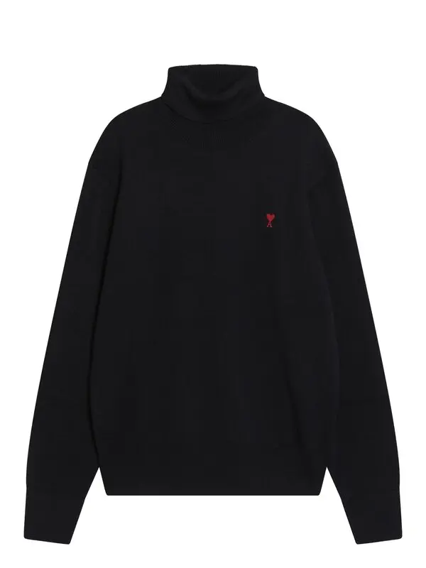 AMI Paris Virgin Wool Turtleneck Sweater - Blue