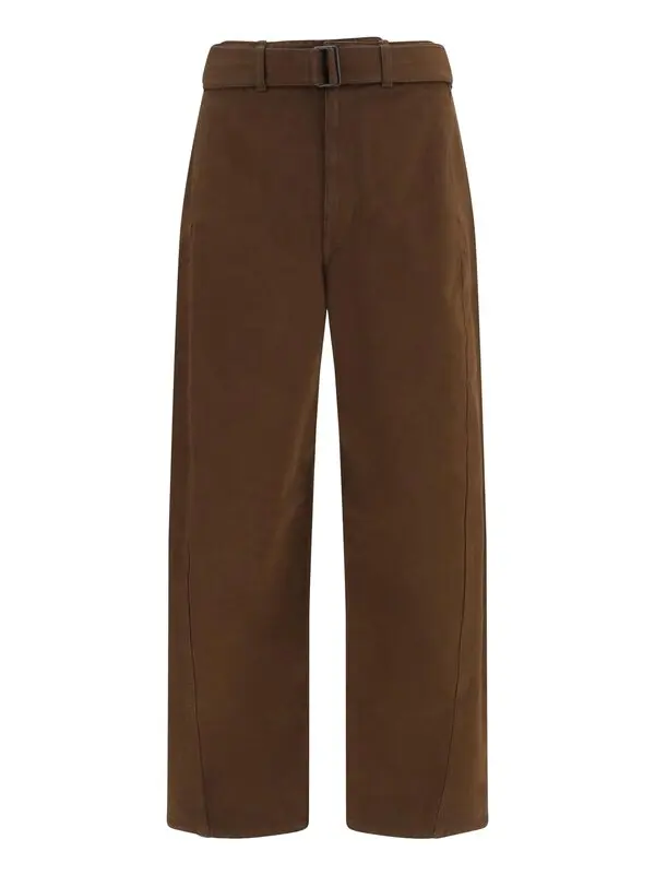 LEMAIRE Heavy Dyed Twill Belted Trousers - Brown