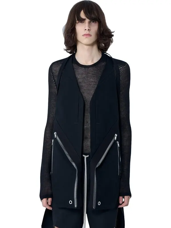 Rick Owens Asymmetric Zip Detail Vest - Black