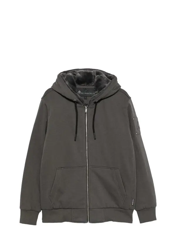 Moose Knuckles Zip Up Hooded Sweatshirt - Gray