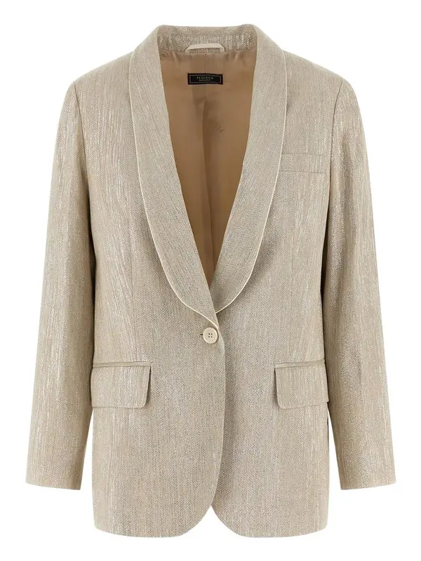 Peserico Lamé Thread Single-breasted Blazer - Cream