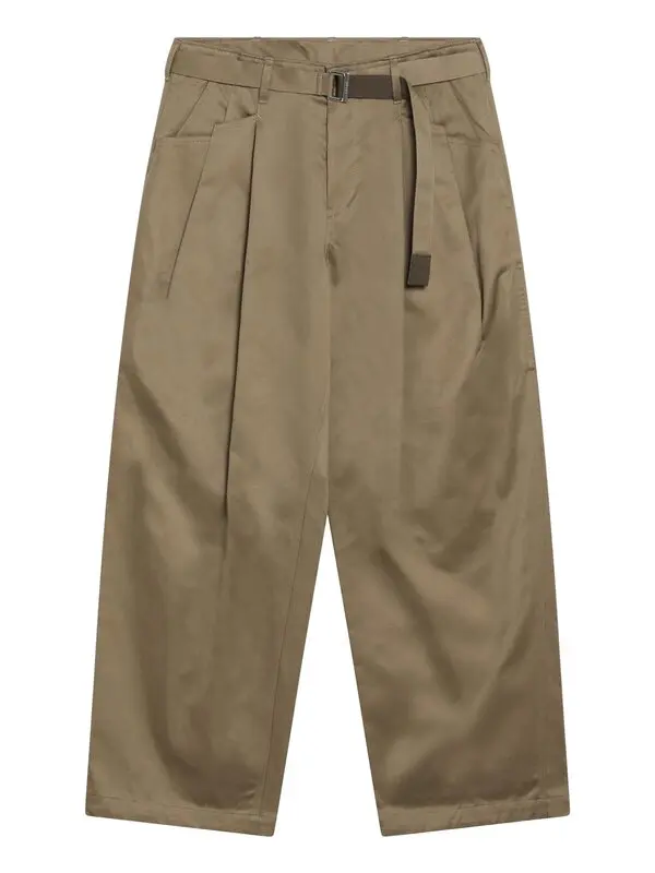 Sacai Cotton Twill Trousers With Belt - Cream