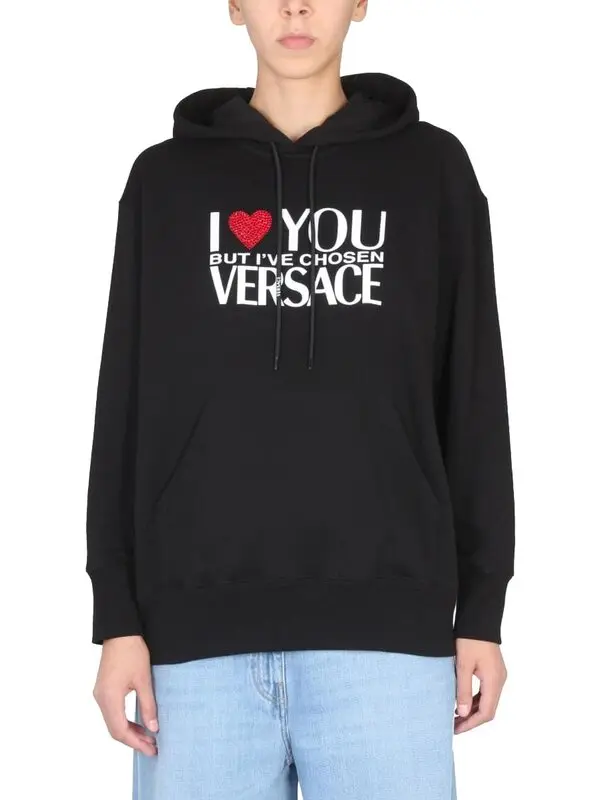 Versace Sweatshirt With I Love You Logo - Black