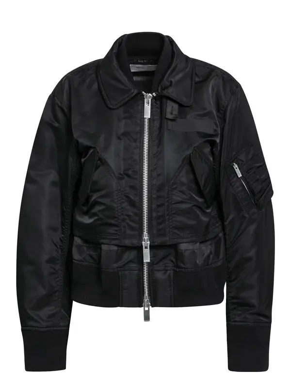 Sacai Satin-effect Nylon Zip Bomber Jacket - Black