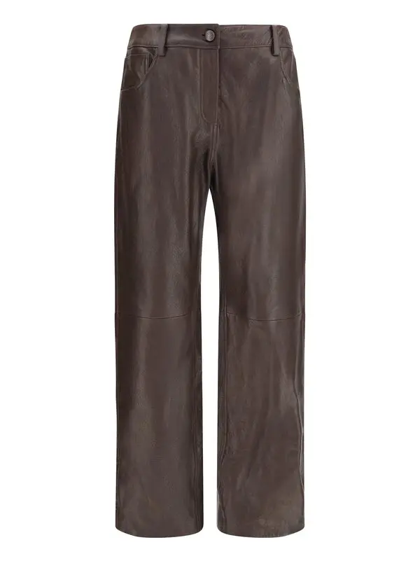 Magda Butrym Straight-leg Leather Pants - Brown