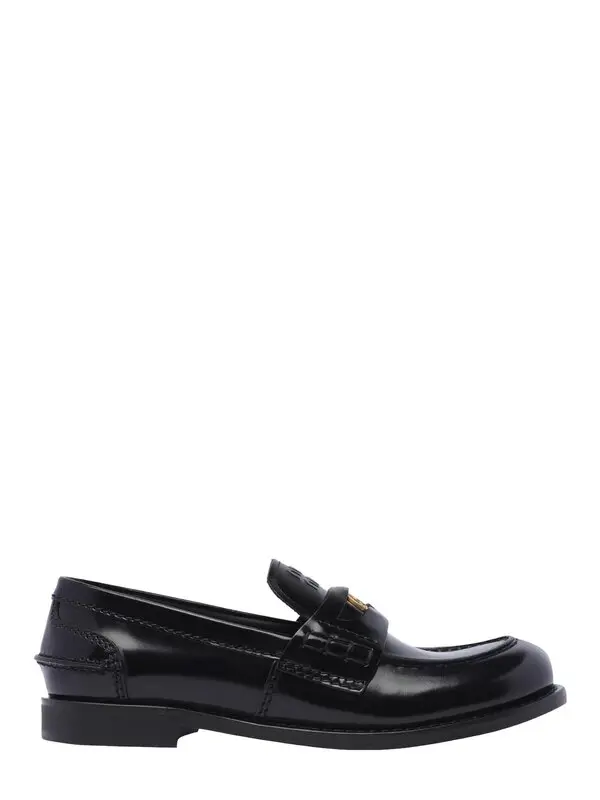 Miu Miu Logo Loafers - Black