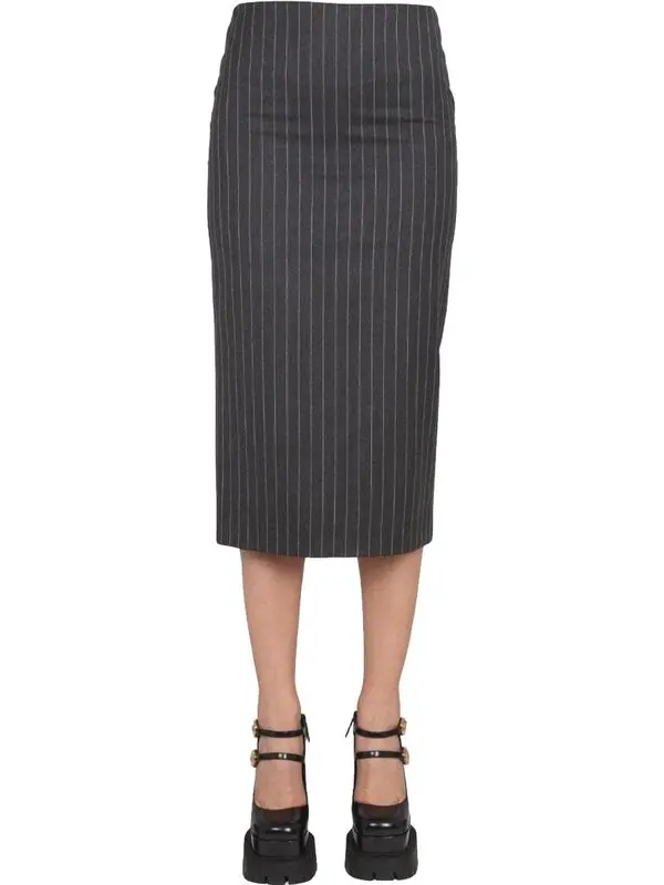 Versace Pinstripe Pencil Skirt - Gray