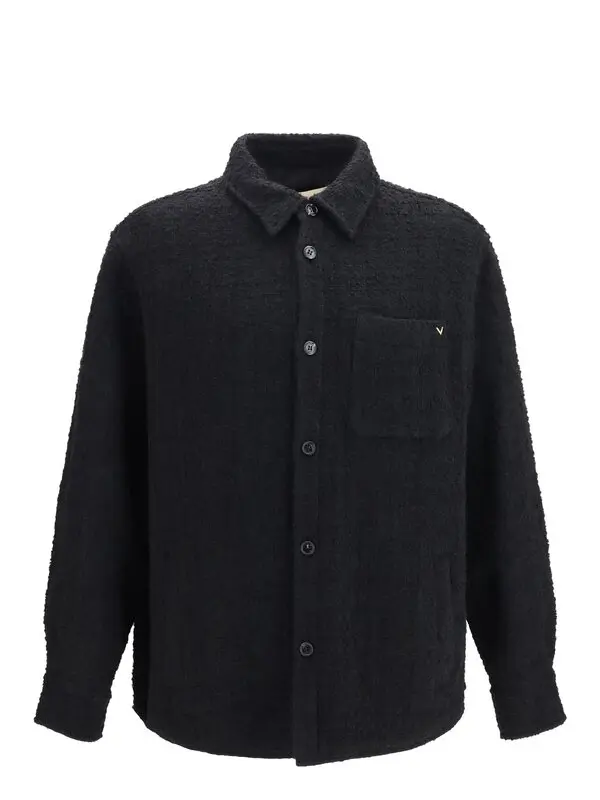 Valentino Garavani Textured High-neck Jacket - Black
