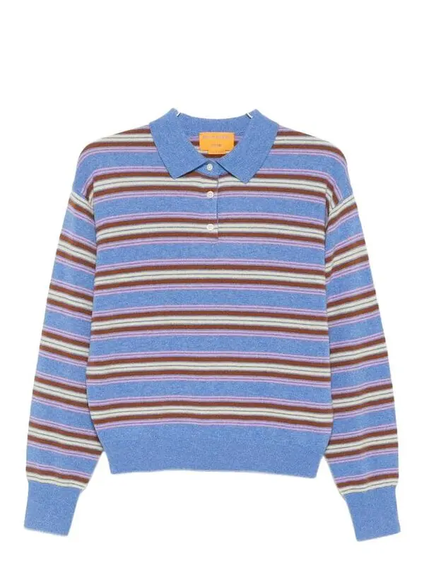 Guest In Residence Cashmere Striped Polo - Blue