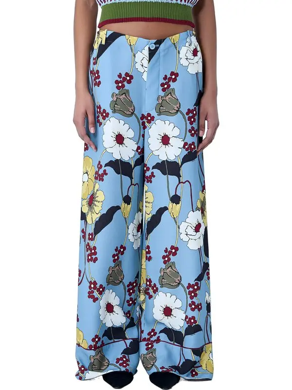 Marni Wide-leg Floral Trousers - Blue
