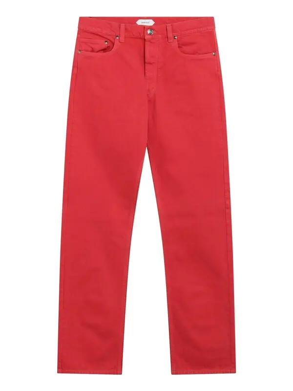 Versace Straight-leg Cotton Denim Jeans - Red