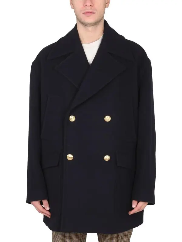 Palm Angels Double-breasted Coat - Blue