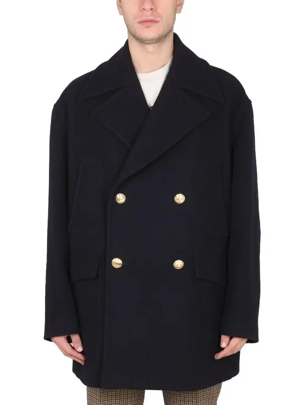 Palm Angels Double-breasted Coat - Blue
