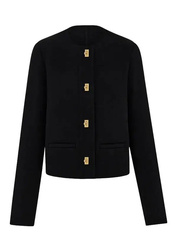 FERRAGAMO Cropped Wool Cashmere Jacket - Black