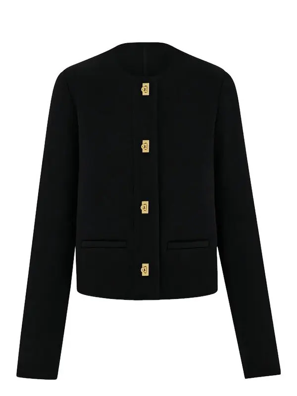 FERRAGAMO Cropped Wool Cashmere Jacket - Black